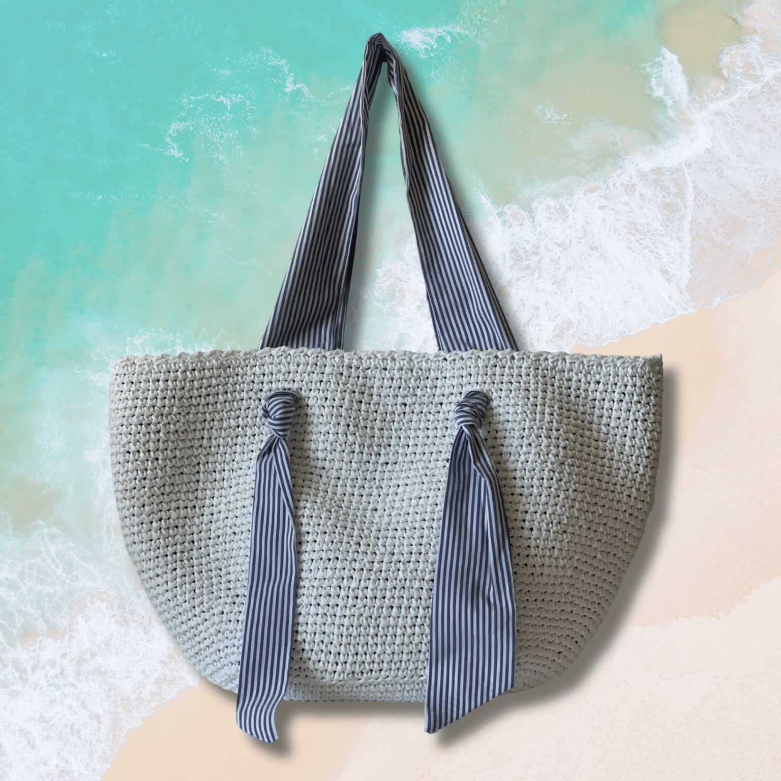 Blue Lagoon Handmade Straw Beach Bag - Turkish Ali Bazaar